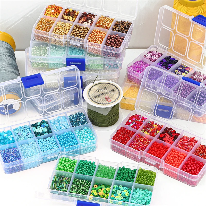 Wholesale 12 Colors Mix Seed Sequins Imitation Pearl Beads Kit Box For ...
