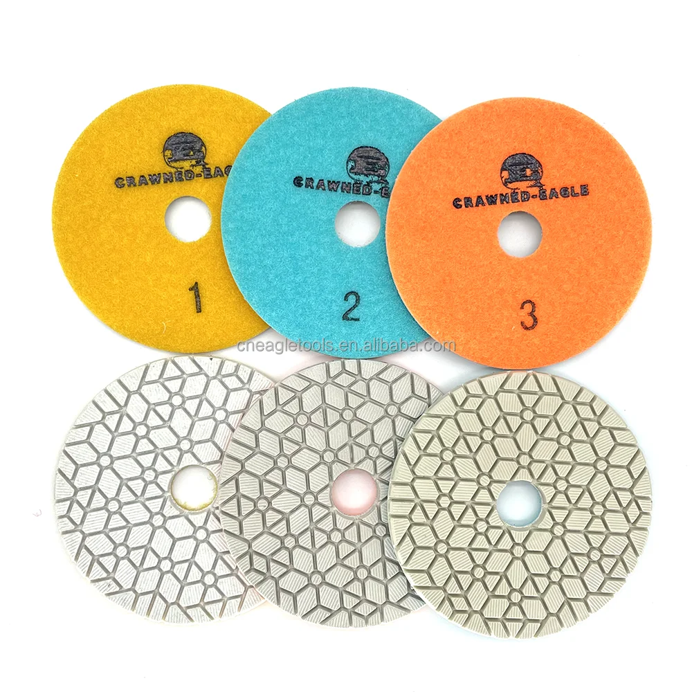 Crawnedeagle Supper Quality 100mm Diamond Polishing Pads 3 Step Hybrid ...