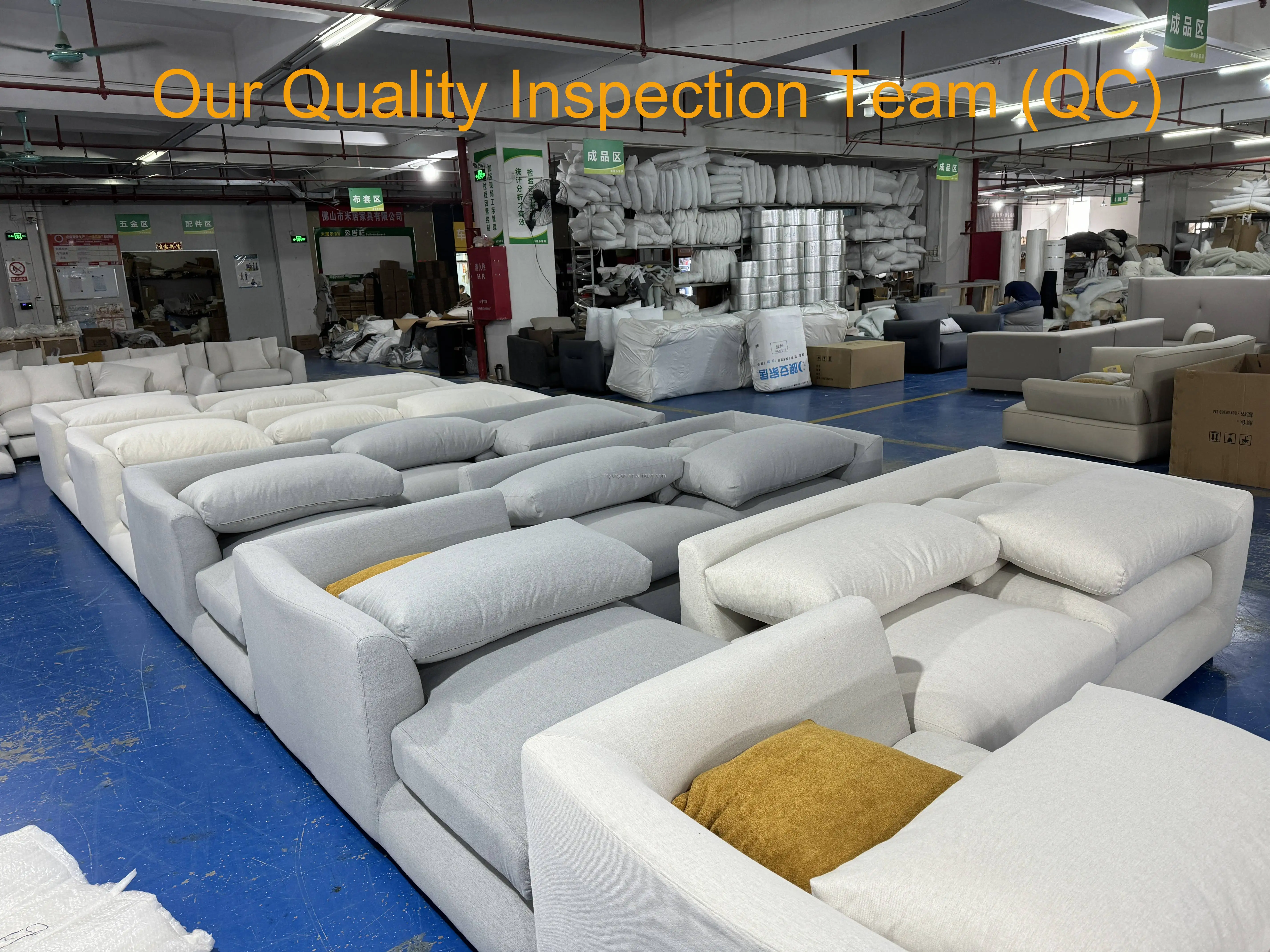 Living Room Cloud Sofa With Ottoman Linen Fabric Lounge Minimalist Moudlar Chaise Sectional Sofa
