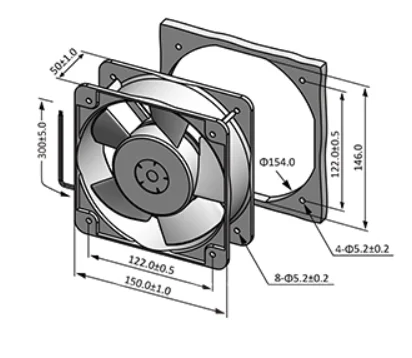 150mm 15050 150*150*50mm Ac 220v Axial Flow Fans Gold Industrial ...