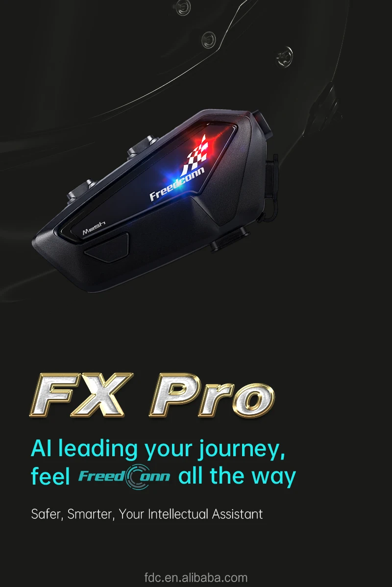 Freedconn FX PRO Bluetooth Intercom Mesh - Hires Al Noise Reduction