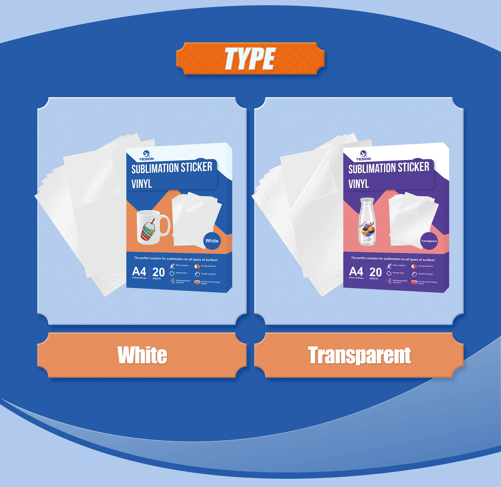 YESION Sublimation Vinyl Sticker Paper - Waterproof & Durable