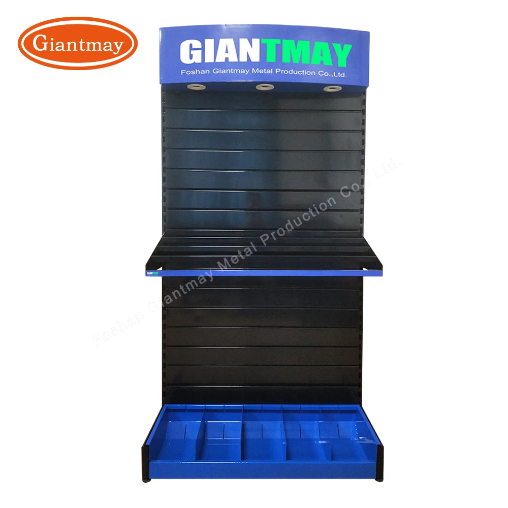 Metal Slatwall Retail Shop Accessories Display Rack With Bottom Box ...