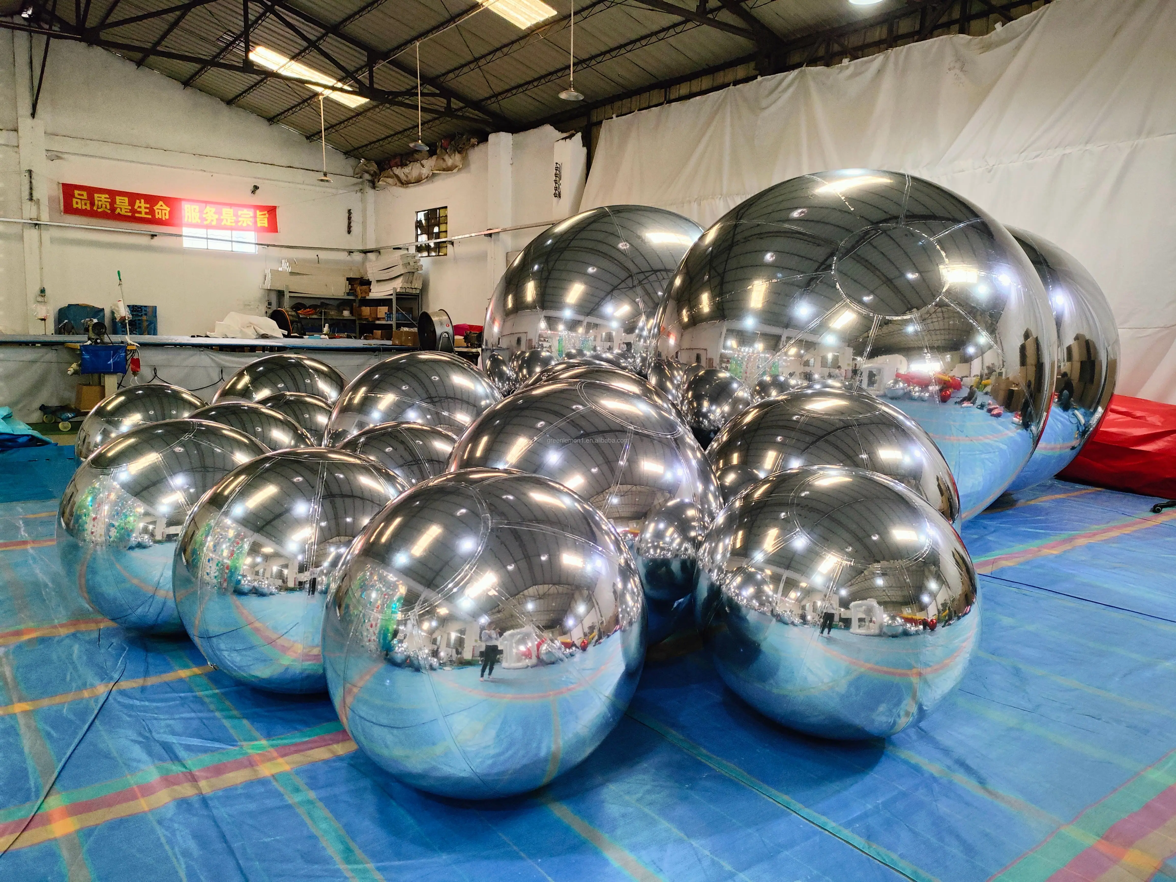 Giant Iridescent Shiny Floating Sphere Balloon Disc Inflatable Mirror ...