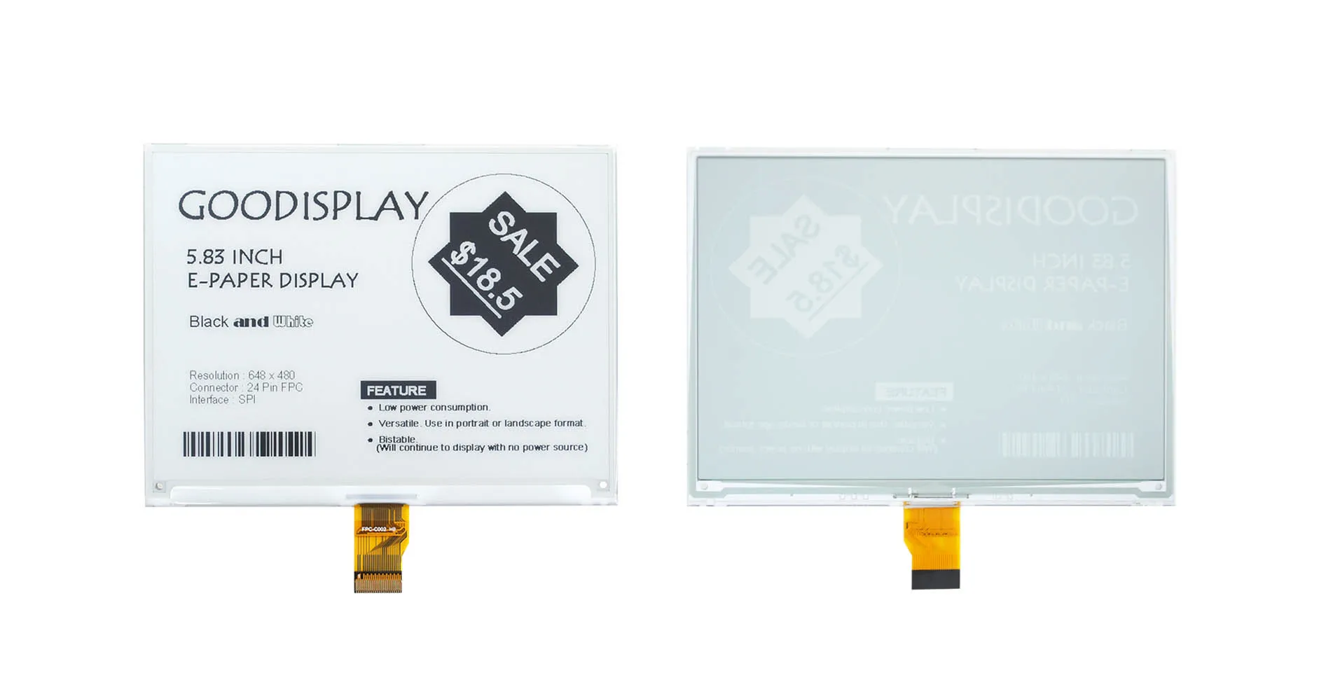 Large Square Eink Display 5.83/6 Inch Eink Panel 648x480 For Electronic ...