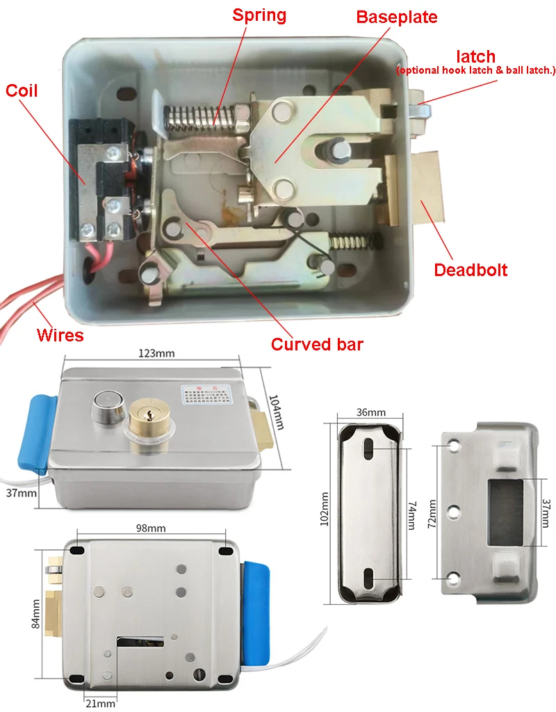 High Quality Dc12v Iron Electronic Rim Door Lock for Outdoor