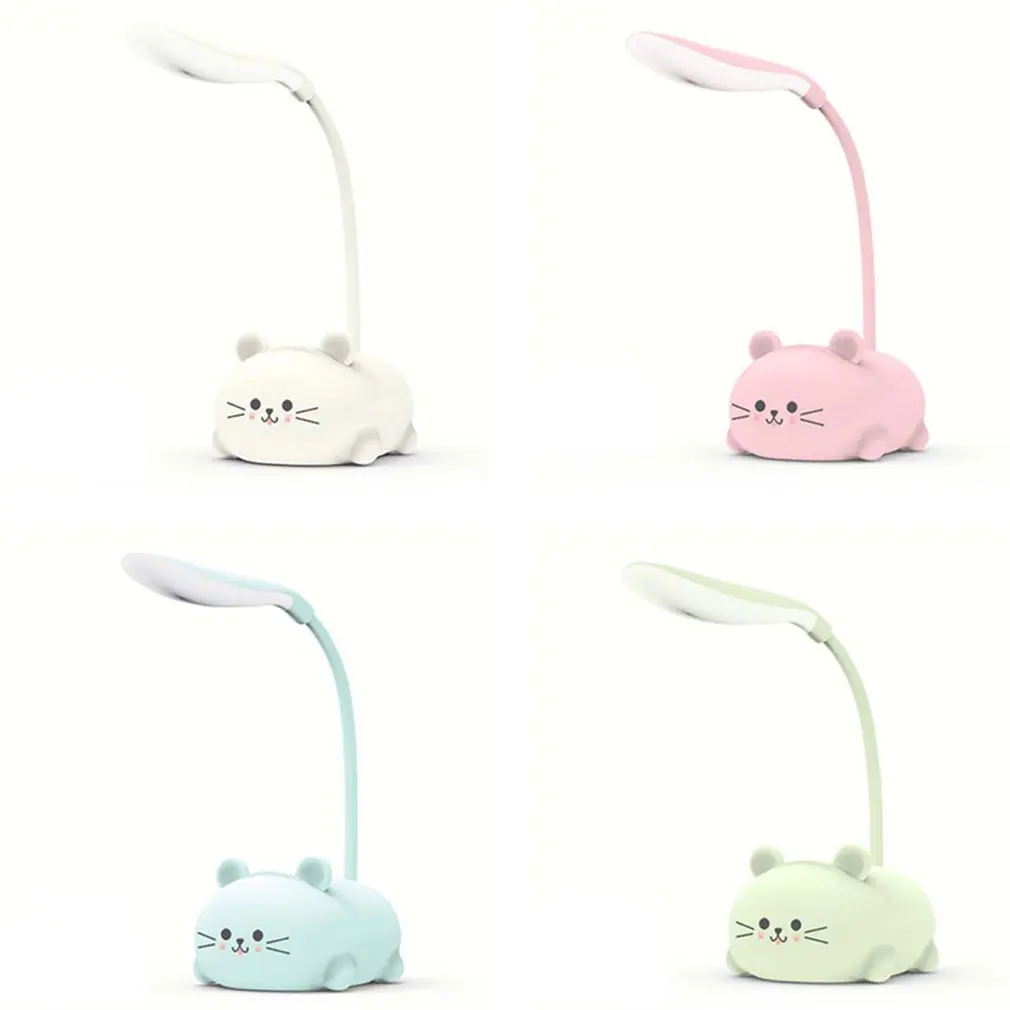 Adjustable Table Lamp Cartoon Cute Cat Night Light Usb Rechargeable Led ...