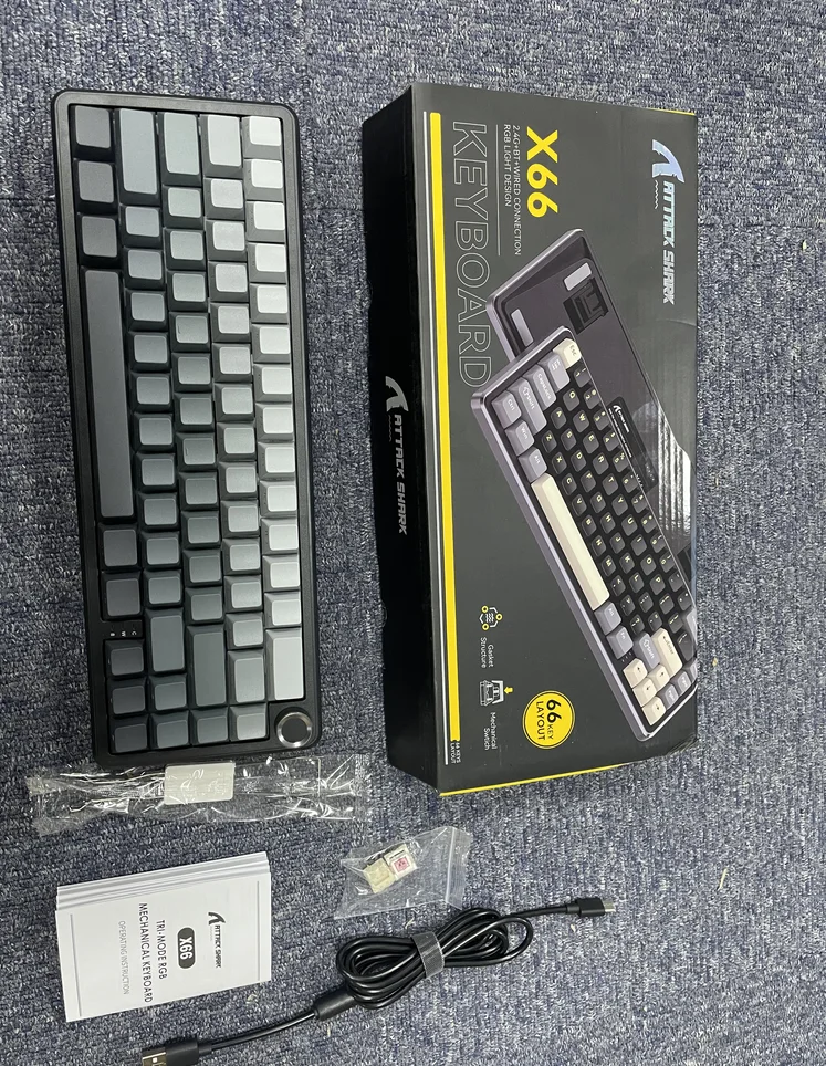 Attack Shark X66 60% Wireless Mechanical Keyboard with Volume Knob RGB ...