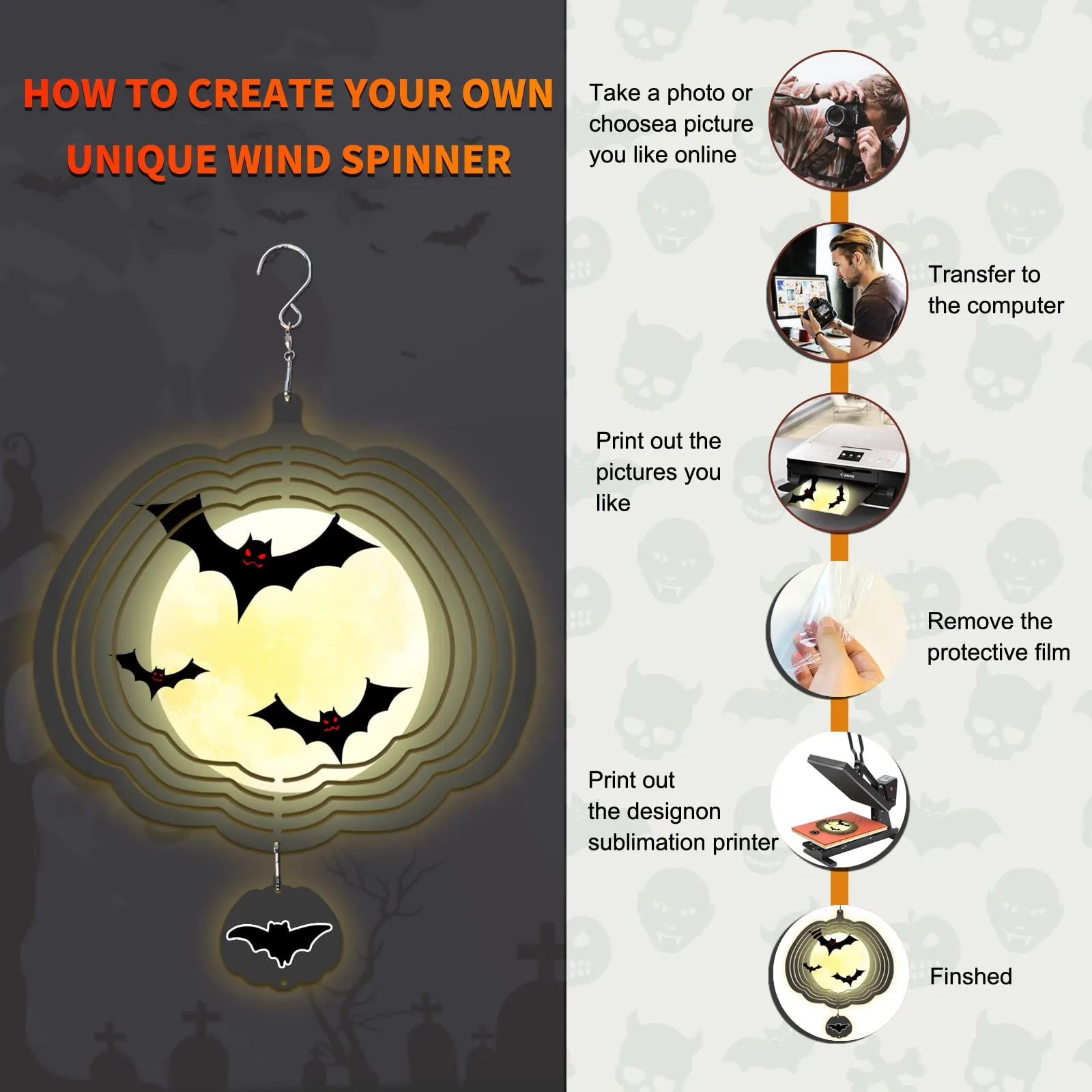 Diy Sublimation Wind Spinner Blanks Peace Metal Blank Wind Chime ...