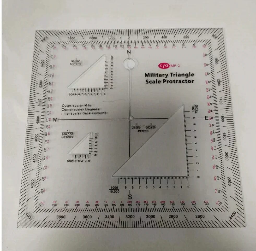 Mp-2 Triangle Scale Protractor 5"x5" Coordinate Scale Protractor Grid ...