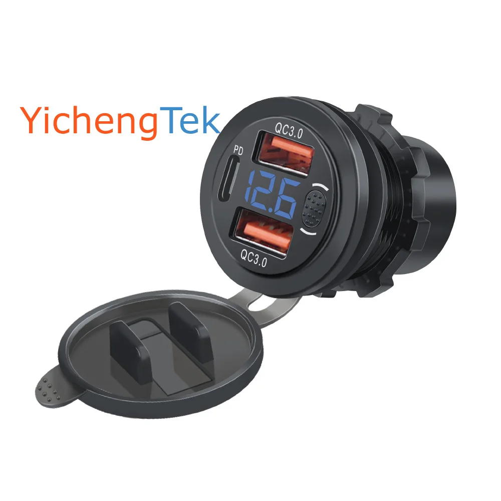 12V 24V 56W 3 Port Dual QC3.0 QC 3.0 Fast Charging USB Socket Type C PD Car Charger with ...