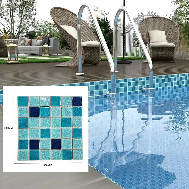 Ice Crack Mosaic - Durable Ceramic Pool Tiles for Hotels