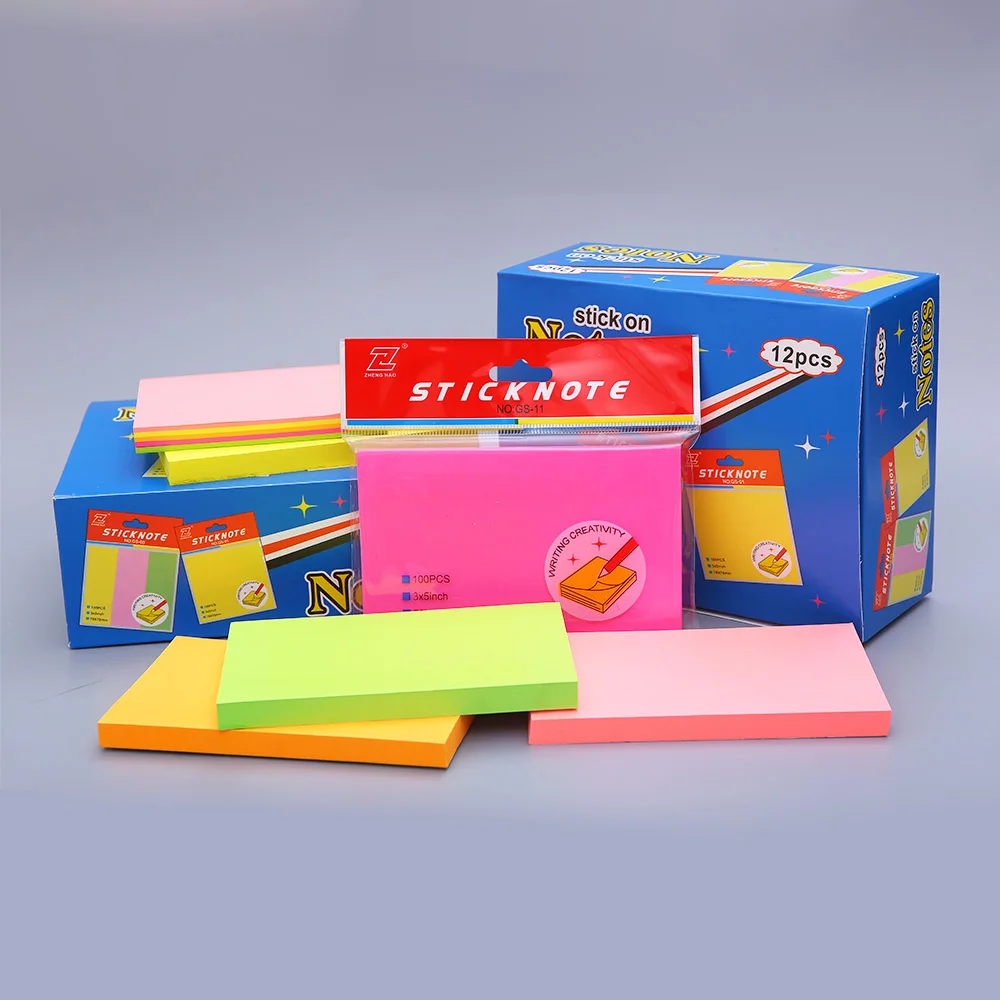 4 X 6 Inch Customized Lined Neon Yellow Color Fluorescent Paper Sticky ...