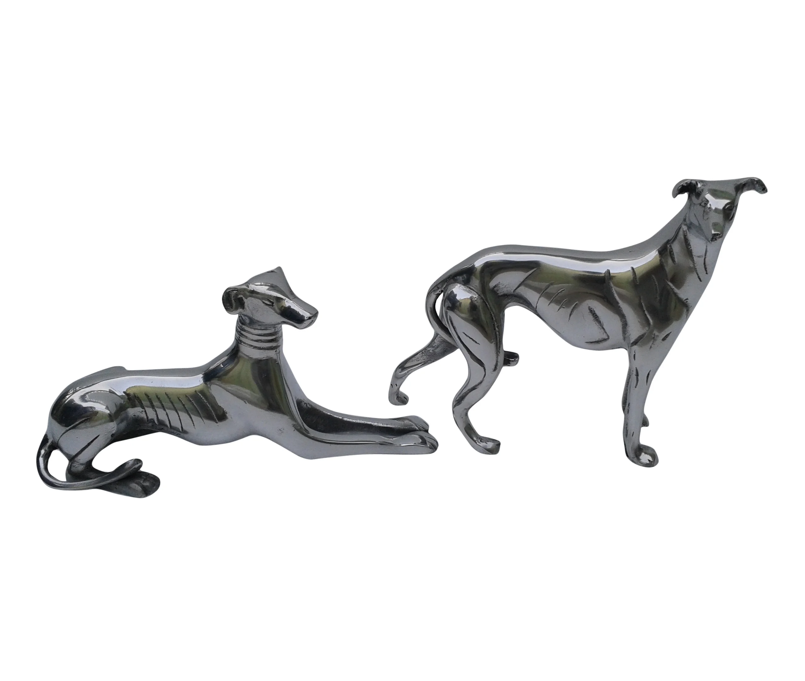 Metal Greyhound Dogs Statue Sculpture Pair for Home Decor