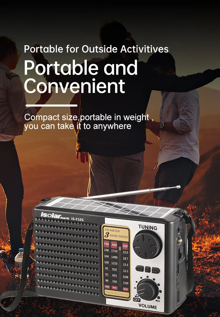 Multifunctional Dynamo Solar Battery Powered AM FM SW Radio