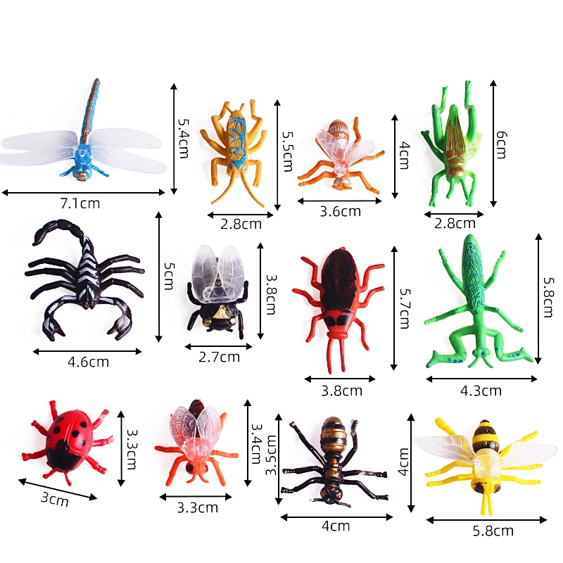 Small Insects Model Set Toys Spider Dragonfly Bee Small Plastic Capsule ...