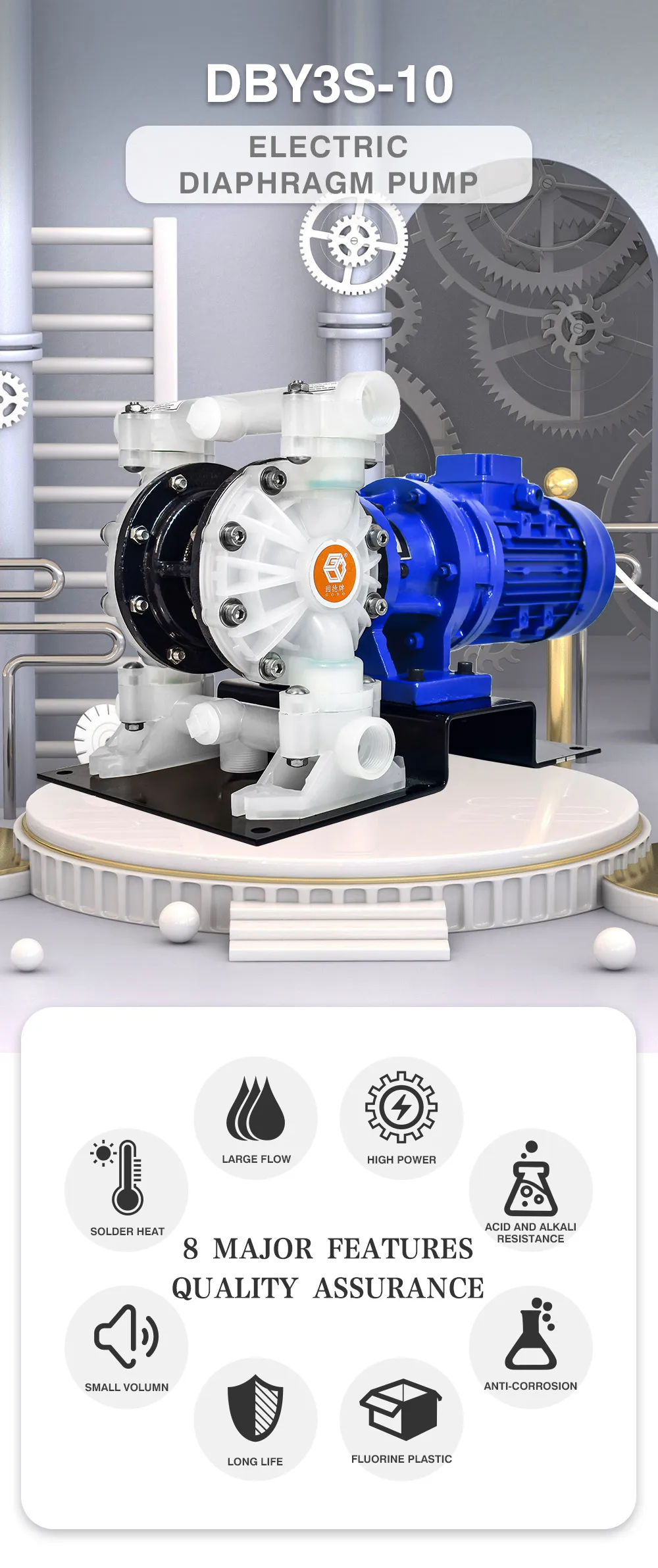 Godo Dby3s-10s Pp High Pressure Water Transfer Pump Electric Diaphragm Pump 3/8 Inch Electric ...