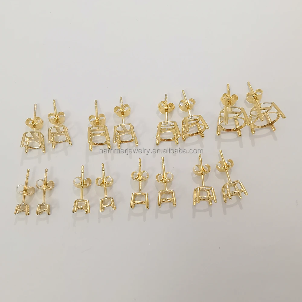 Professional Fine 14k Solid Gold Inlay Earring Settings Custom Diamond ...