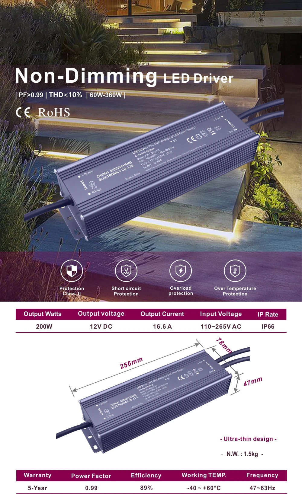 Sc Led Driver 16.66a 12v 200w Ip66 Constant Voltage Waterproof Led ...