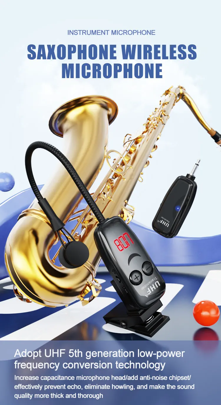 6.35mm 3.5mm 40 Channel ABS Pickup Microphone for Saxophone