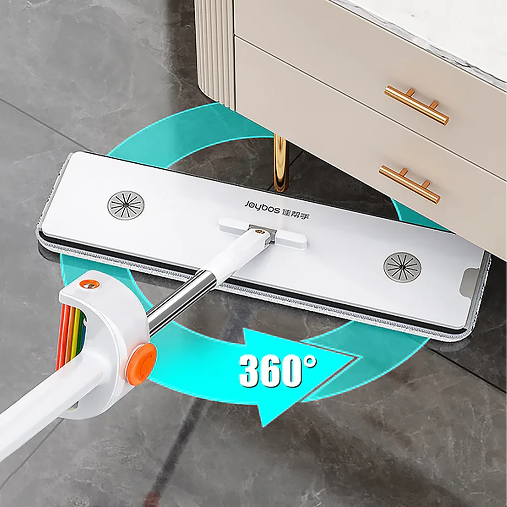JOYBOS Adjustable Wet and Dry Floor Flat Mop With 2 Washable Pads Long ...