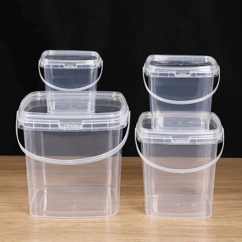 Clear Plastic Drum with Lid and Handle - Durable Food Packaging