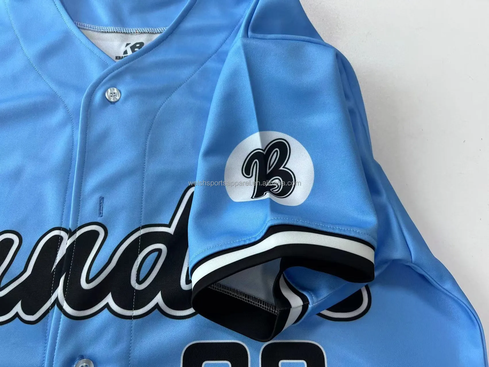 Custom Printing Blue Baseball Jerseys Baseball Uniform With Button up ...