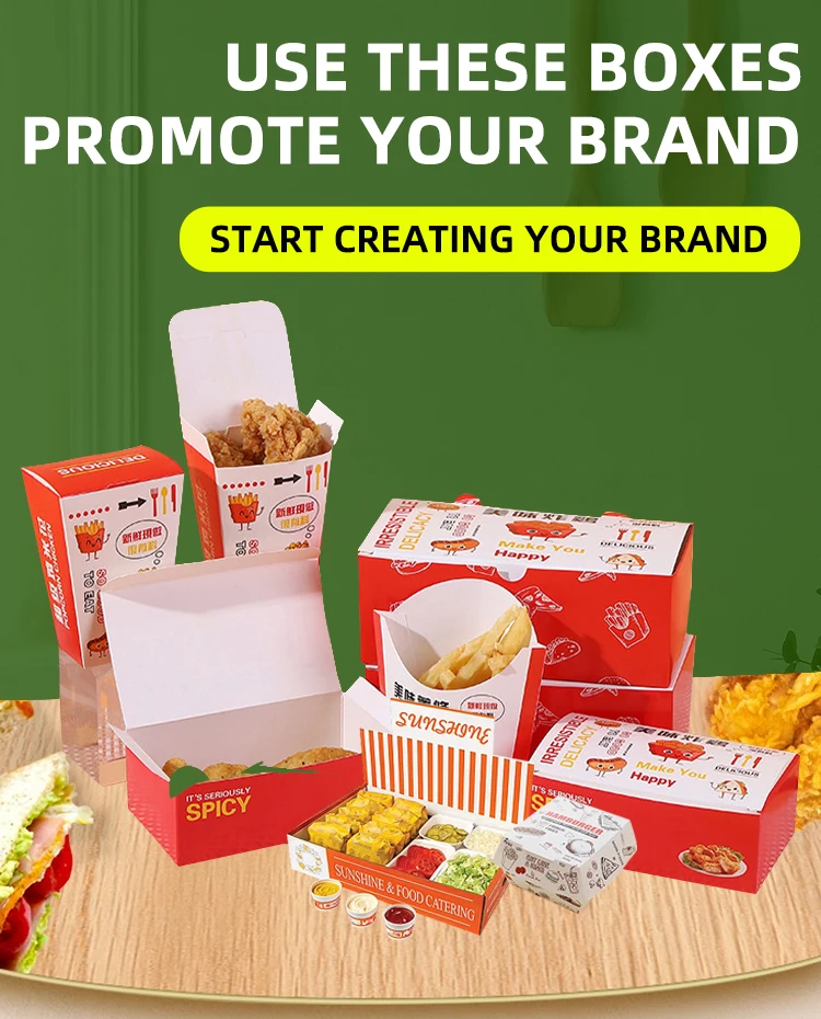 Disposable Custom Size Food Packaging Folding Box Burger Box for Fast ...