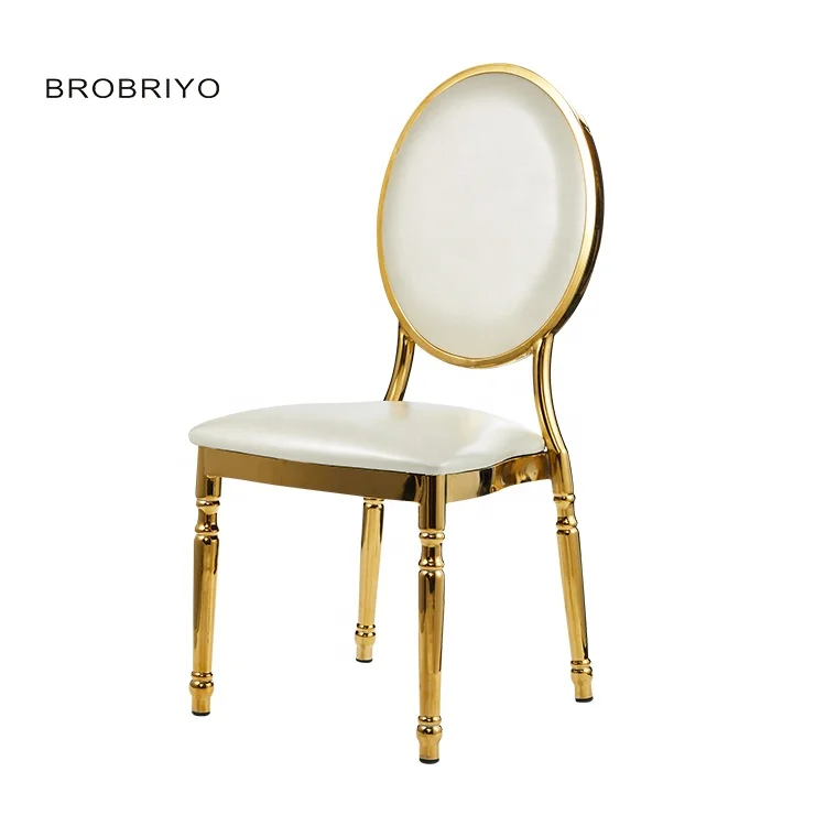 Banquet Party Event Furniture Round Back Gold Stackable Event Stainless ...