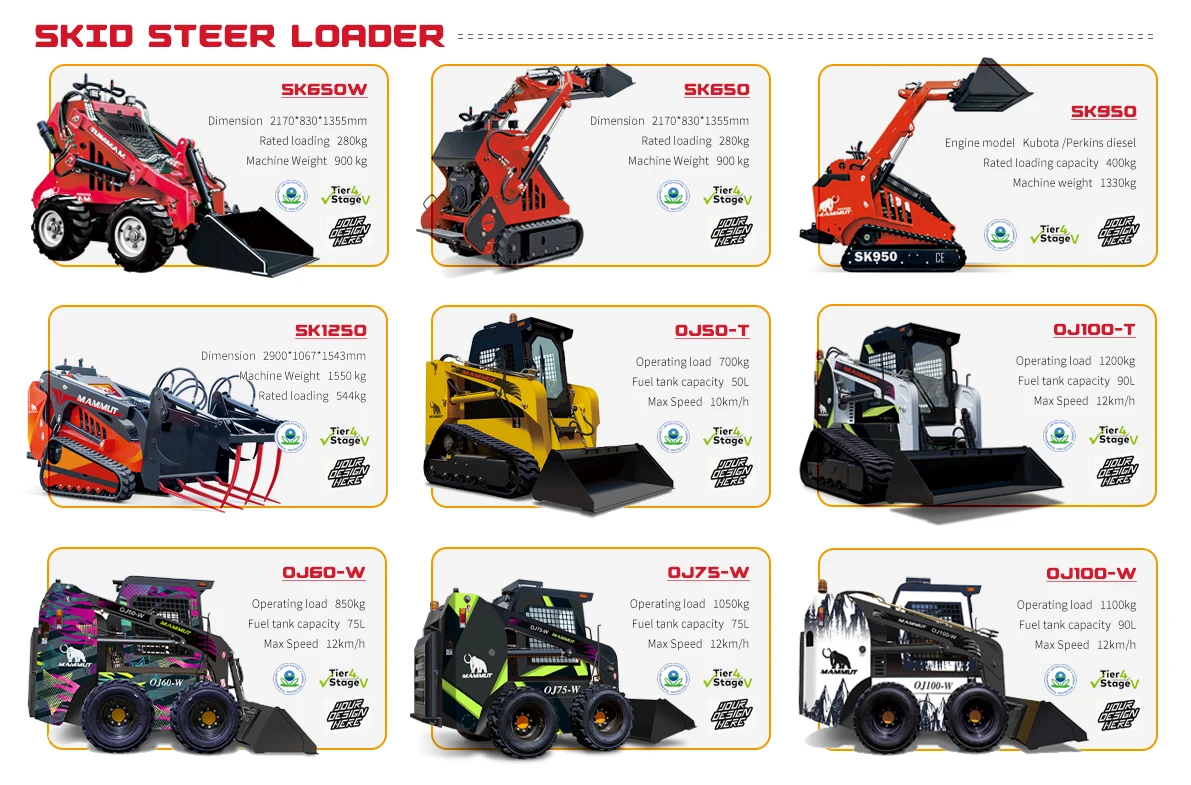 Crawler Skid Steer Loader OJ65-C 75hp - 1 Ton Efficiency