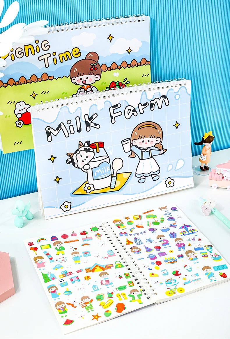 Custom Cute Cartoon Sticker Books Scrapbook Kids Blank Reusable Sticker ...