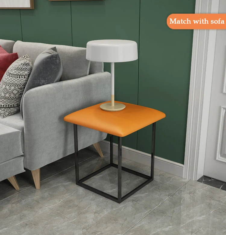 Modern Home Living Room Bedroom Stackable Metal Frame Leather ...