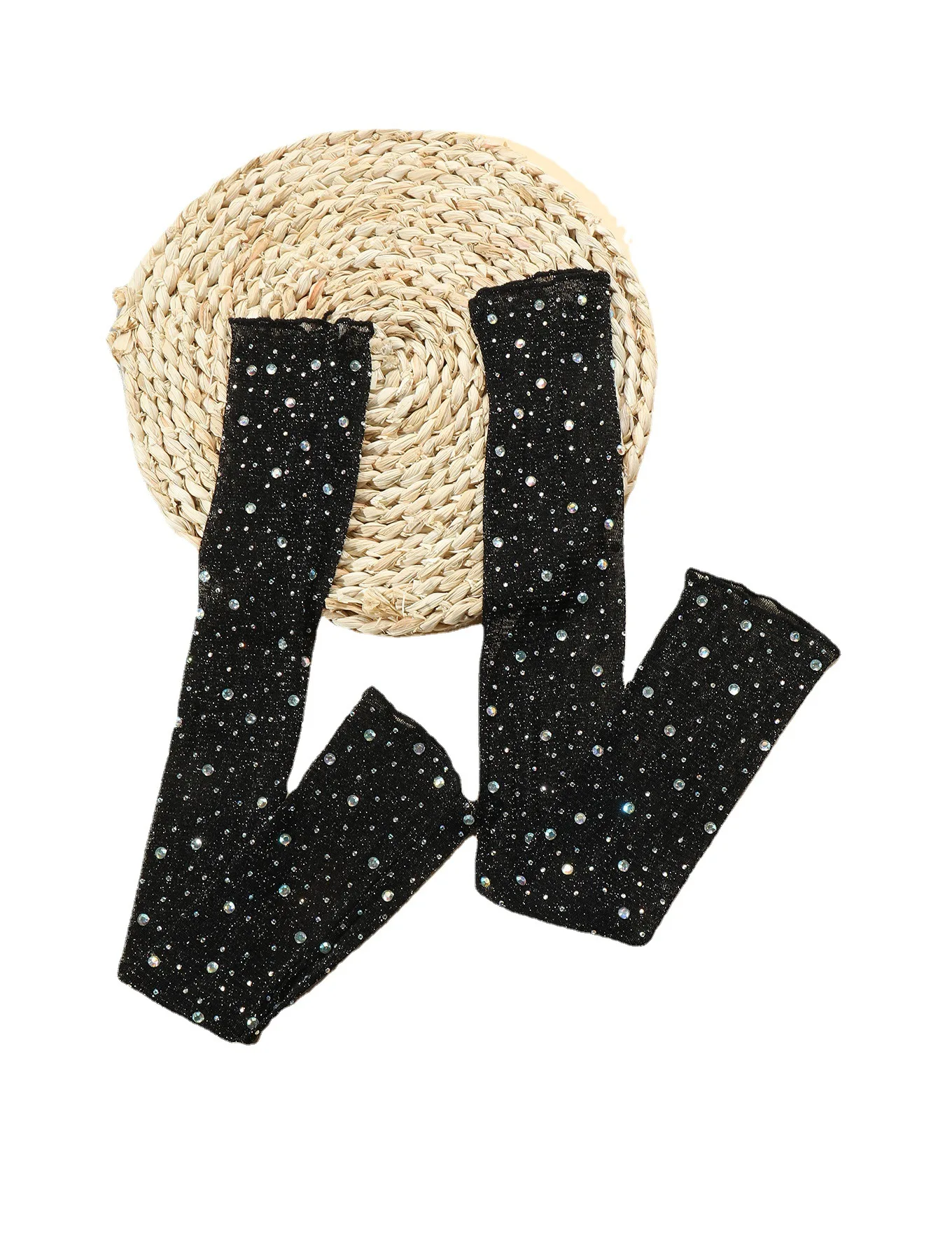 Rhinestone Gloves Fishnet Gloves Glitter Sparkle Long Mesh Arm Sleeve ...