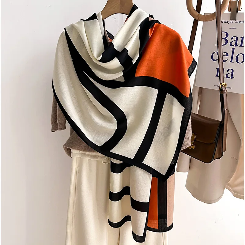 Wholesale New Vintage Plaid Pattern Printed Cotton Shawls Hijab Thick ...