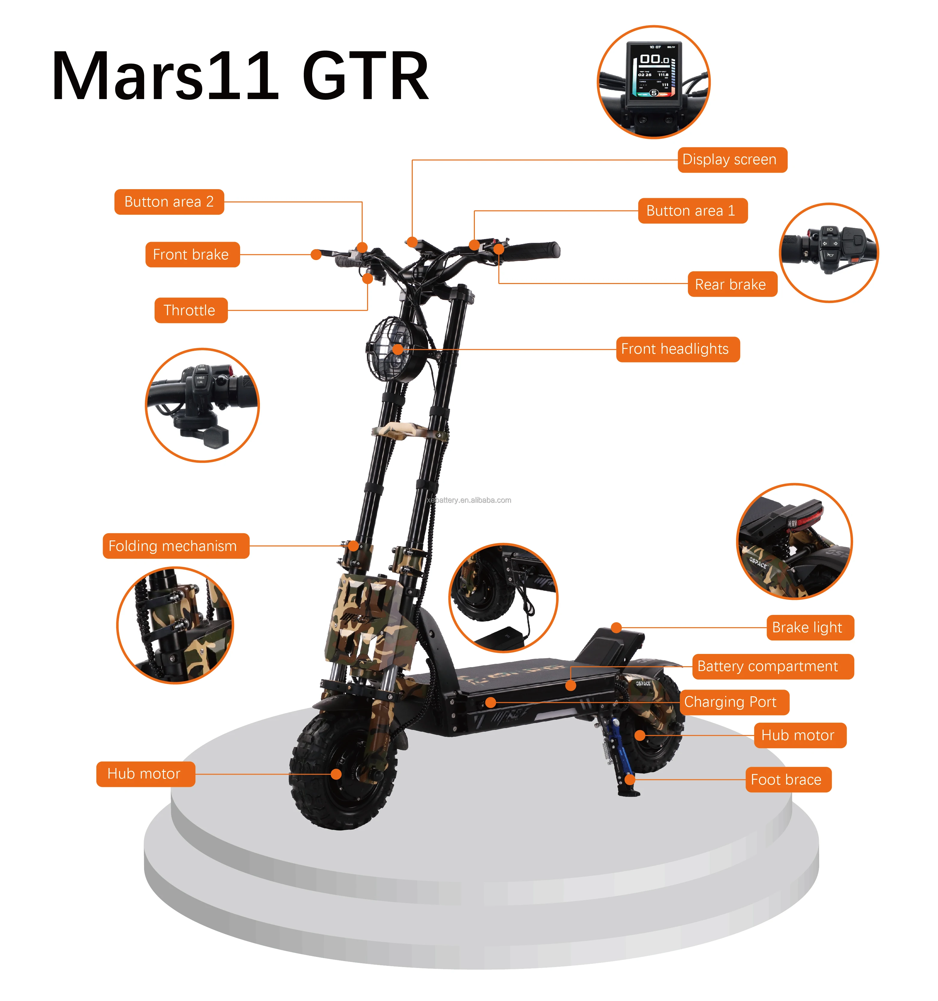 Original Design Gspace Mars 11 Performance Escooter With 2400w Dual ...