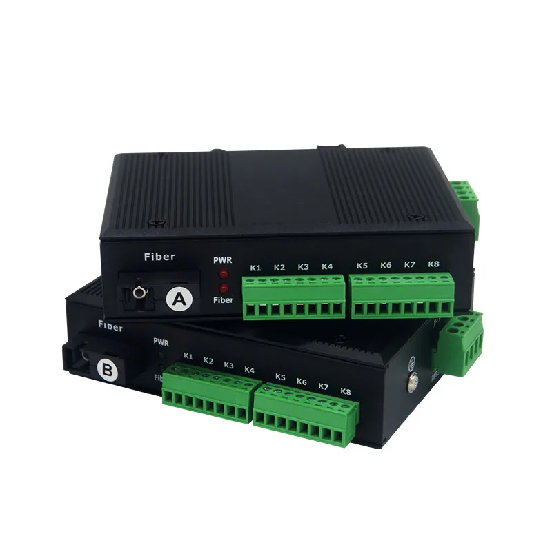 Industrial Din-Rail Relay to Fiber Optic Converter for Alarm