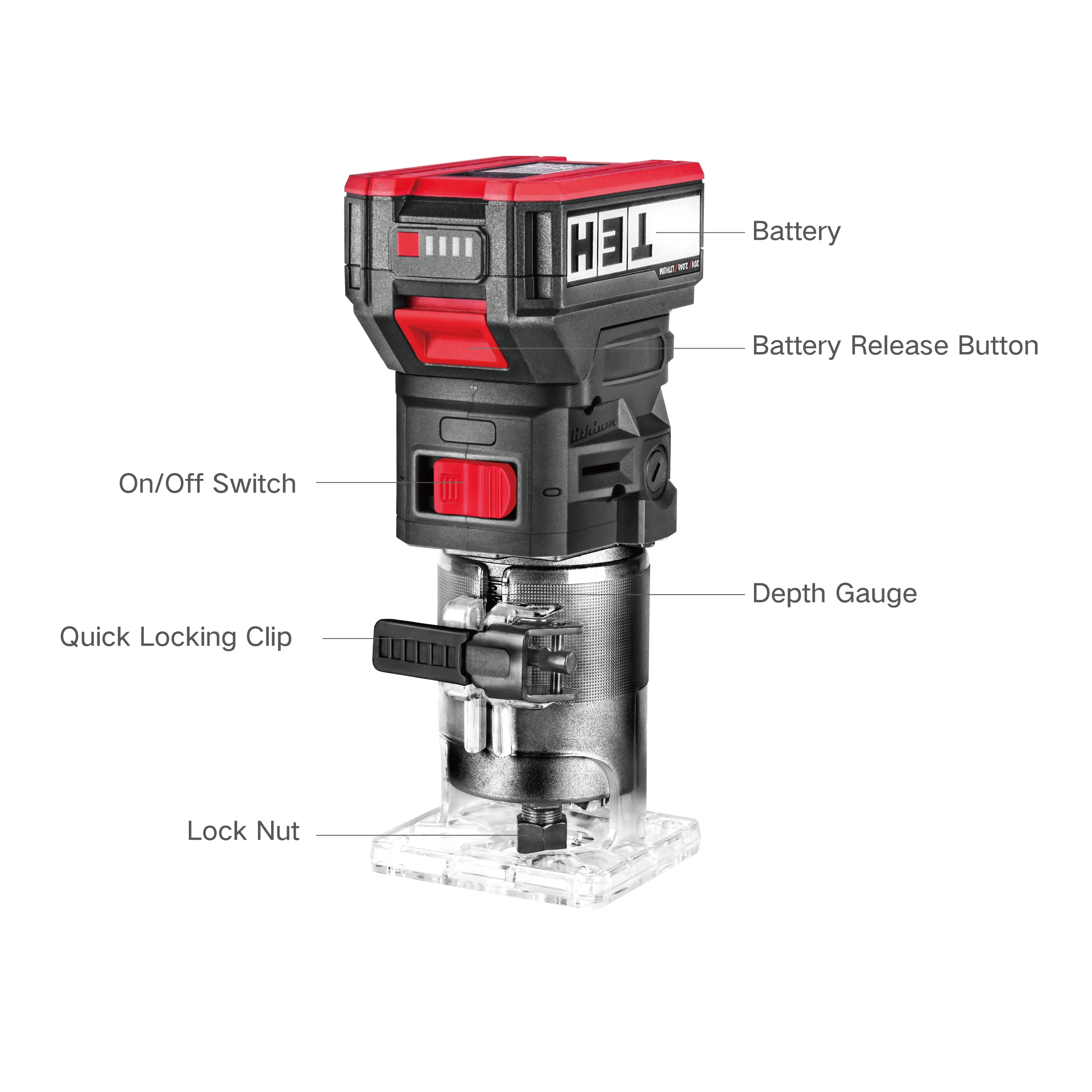 Teh 20 Volt Cordless Compact Fixed Base Router With 1/4 Inch Bit - Buy ...