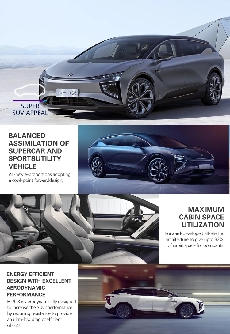 Hiphi X 650km Long Range Electric Vehicle 6 Seat Cars Electric Car Luxury Electric Suv Ev Mpv ...
