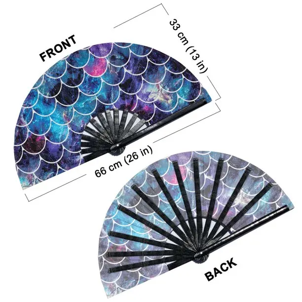 Bsbh Luxury Large Clack Bamboo Hand Fan Custom Logo Folk Art Style For ...