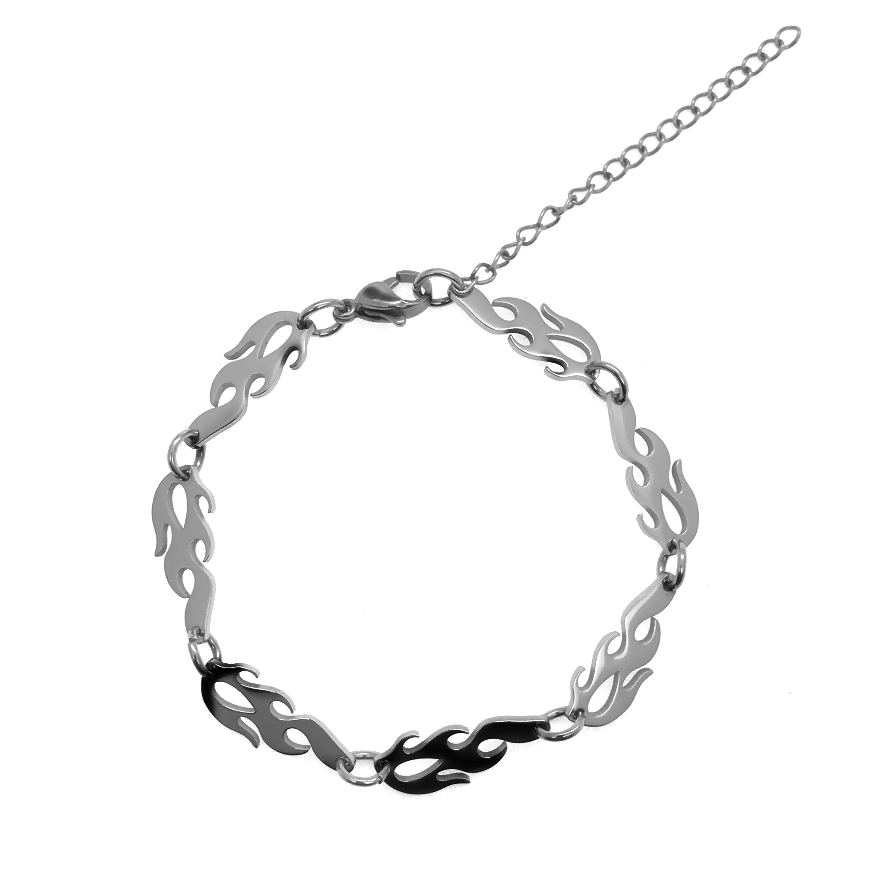 VAF 17+5CM Flame Pattern Link Bracelet Stainless Steel Gliederarmband ...