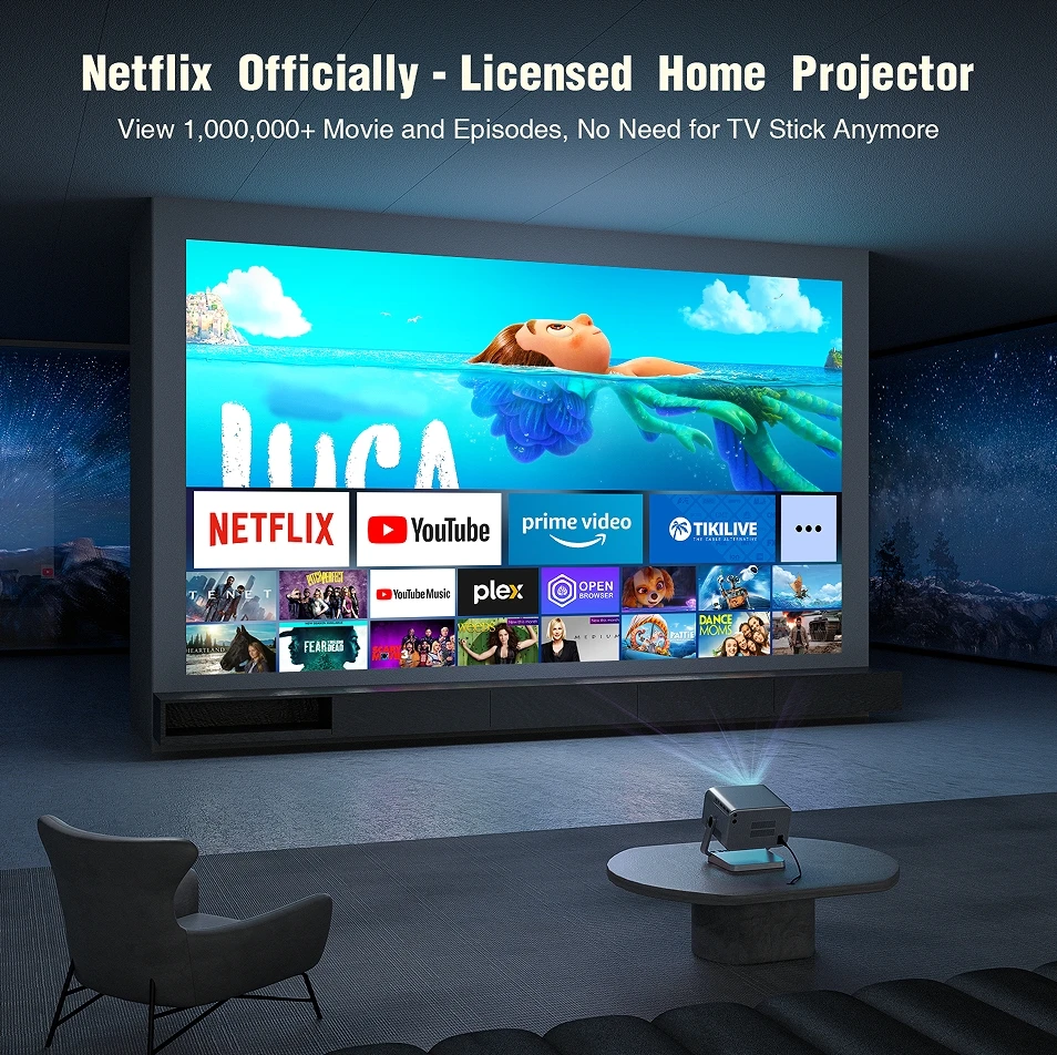VOPLLS 4K Projector with Netflix & AI Auto Focus - Home Theater