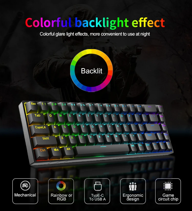 Mini Mechanical Keyboard 60% Ergonomic Design Small Size Design,Compact ...