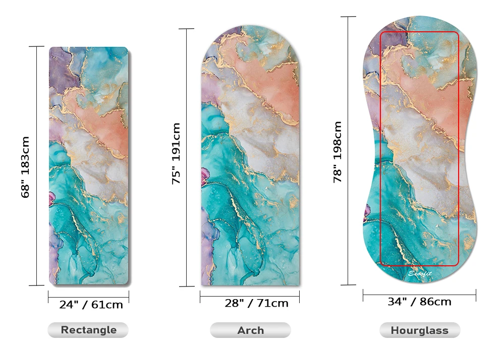 Sand Brown Beige Chocolate Arched Arch Anti Slip Yoga Mat