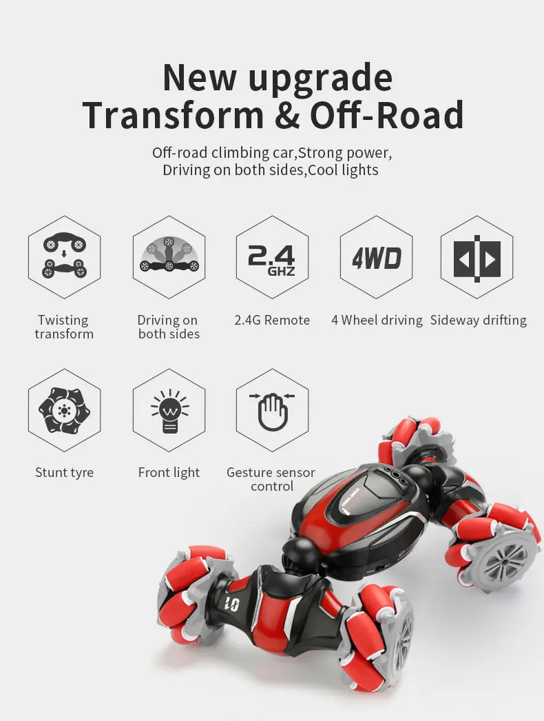 1:18 2.4g 4wd 4 Wheels Double Sided Rotate 360 Remote Control Stunt Car ...