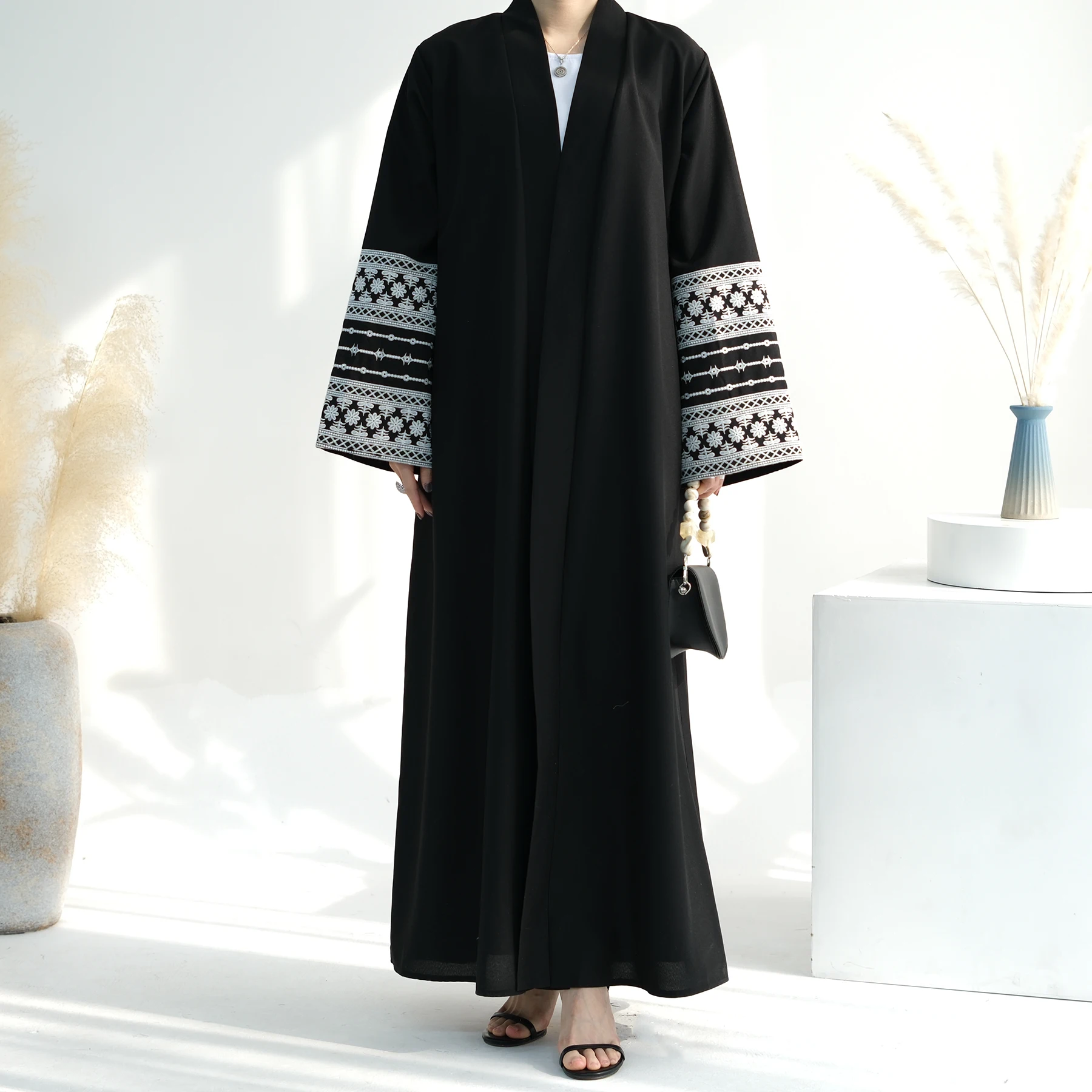2024 Ramadan Linen Embroidery - Abaya Women Muslim Dress