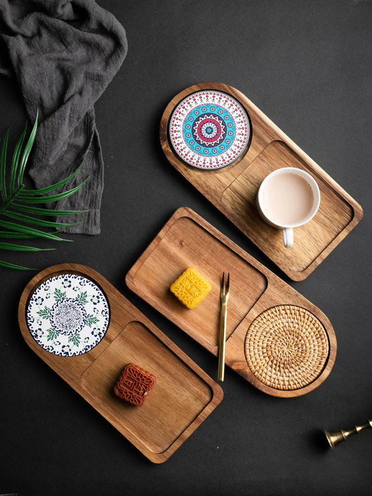 Small Natural Wood Serving Platter - Perfect for Coffee & Desserts