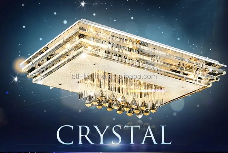 Luxury Hotel Lobby Living Room Rectangular Led Crystal Chandelier ...