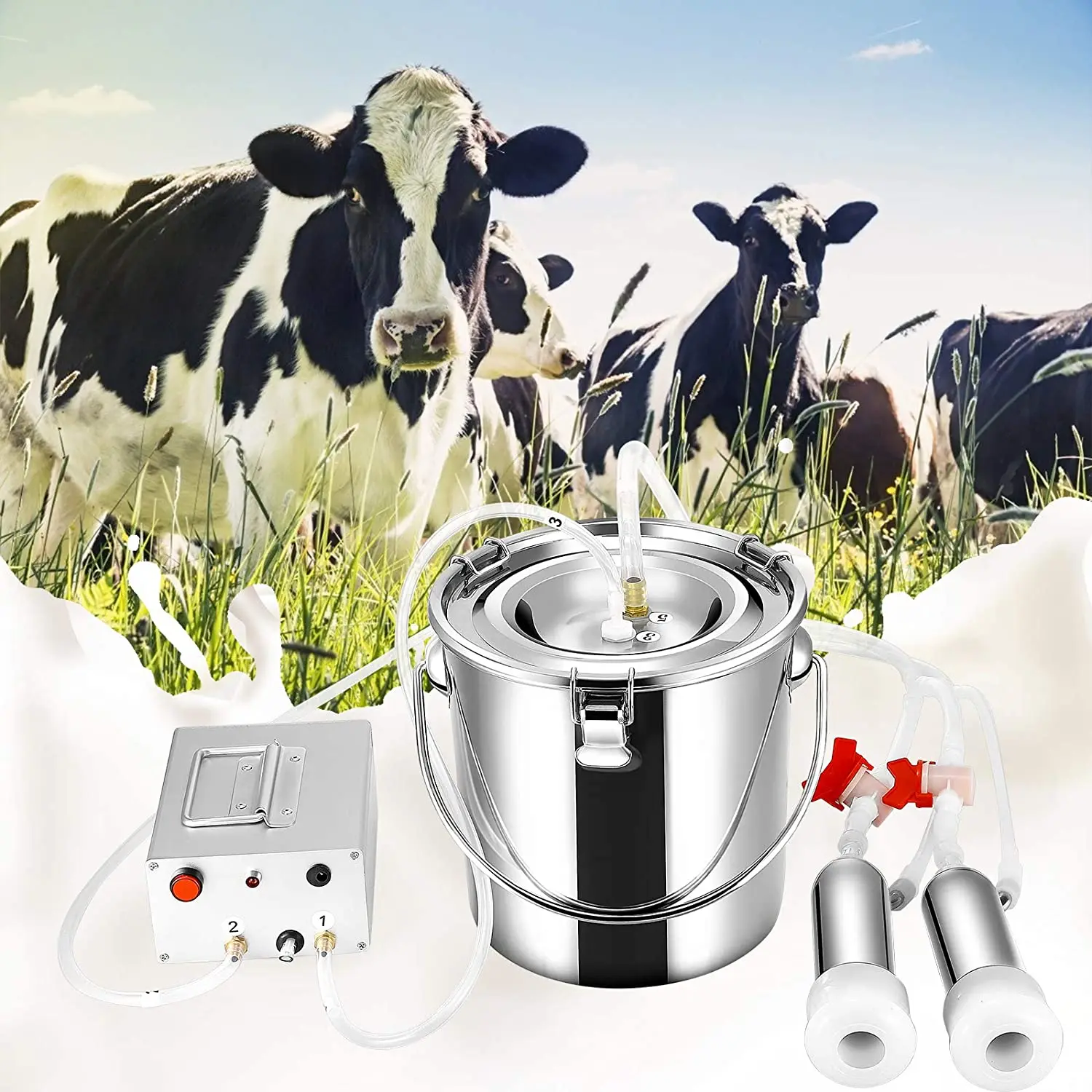 9l 14l Cow Milking Machine Portable Plug-in Pulsating Vacuum Pump Food ...