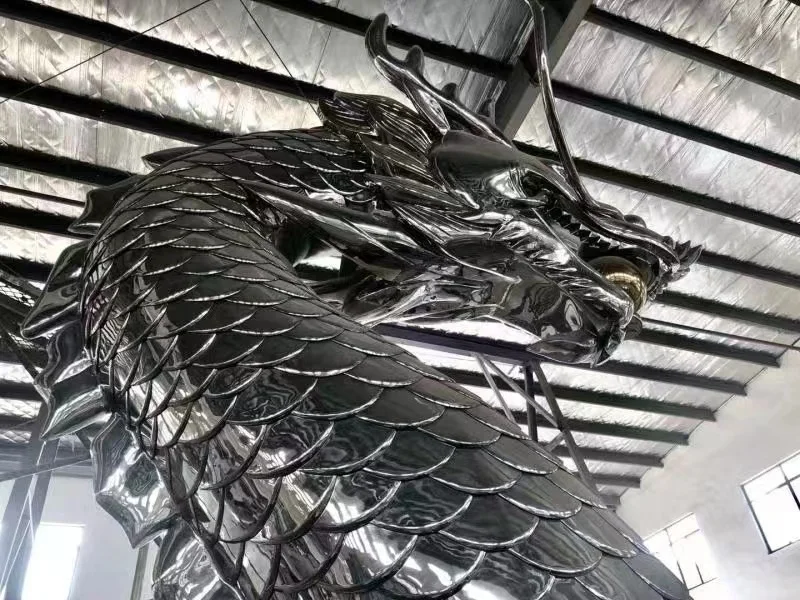Stainless Steel Dragon Sculptures - Mirror Polish Finish