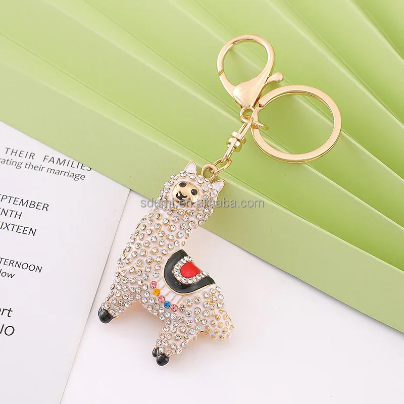 Hot Sale Diamond-encrusted Alpaca Creative Metal Key Chains Cute Bag ...